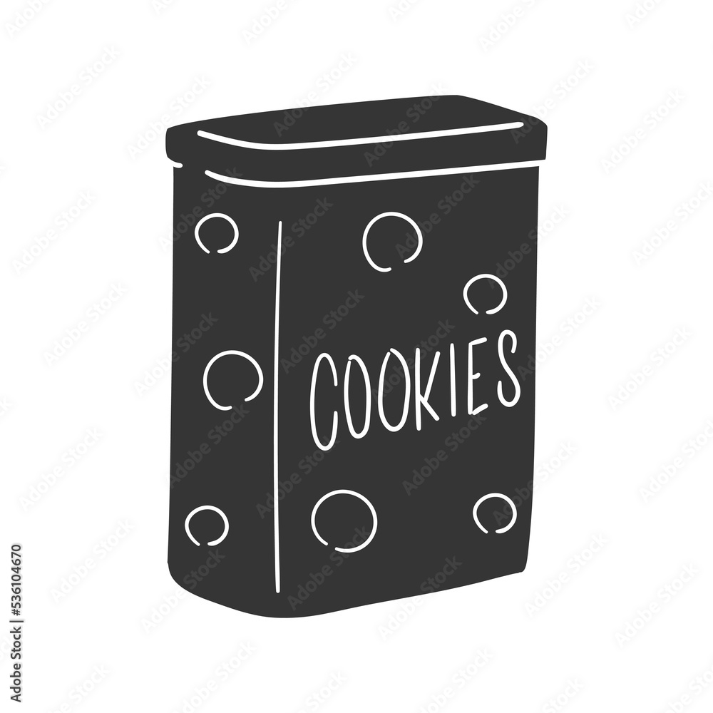Retro Cookies Icon Silhouette Illustration. old Can Vector Graphic ...