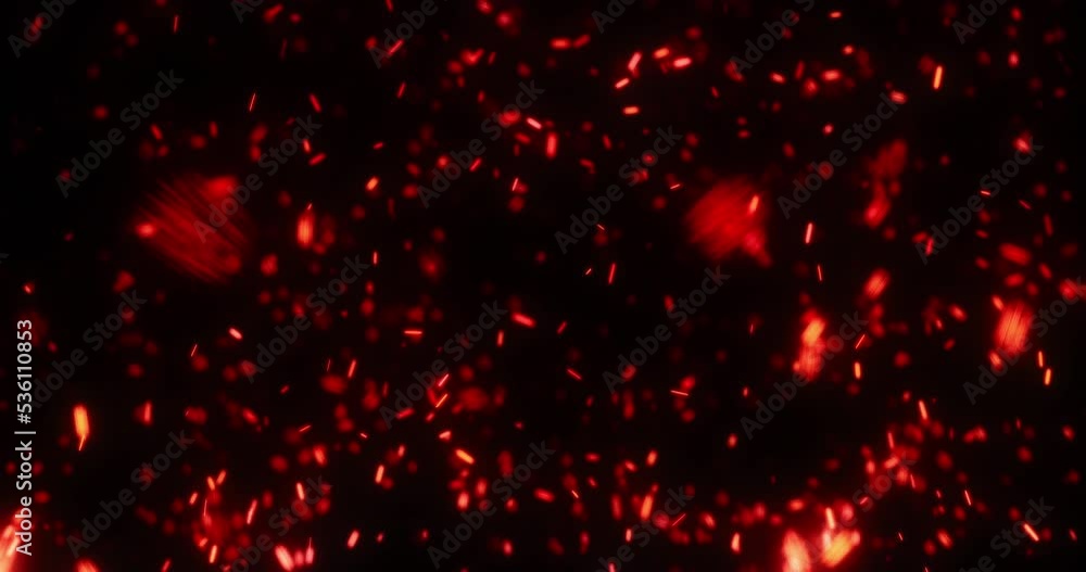 Fire sparks background. Red particles motion. Defocused neon orange ...