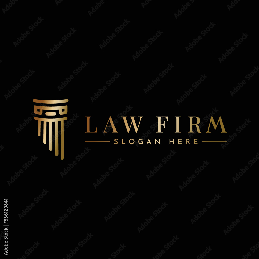 Creative Gold pillar Law firm Concept Logo Design Template, Scales ...