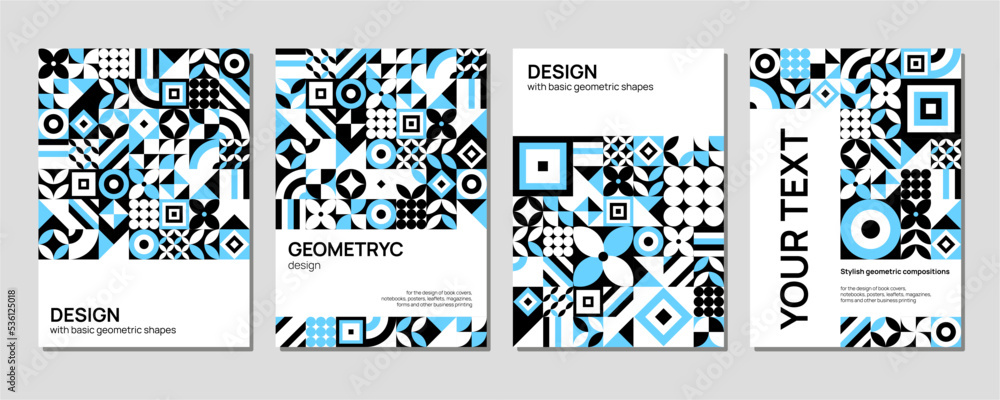 Design template for forms, covers, posters with geometric graphics ...