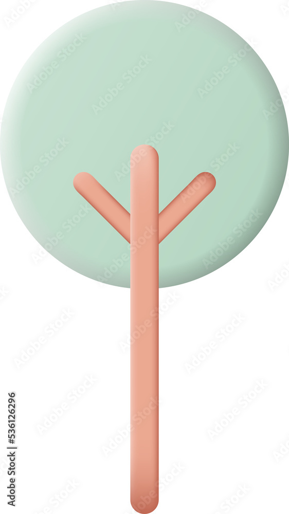 Cartoon Forest Tree Isolated on Transparent Background. 3D illustration ...