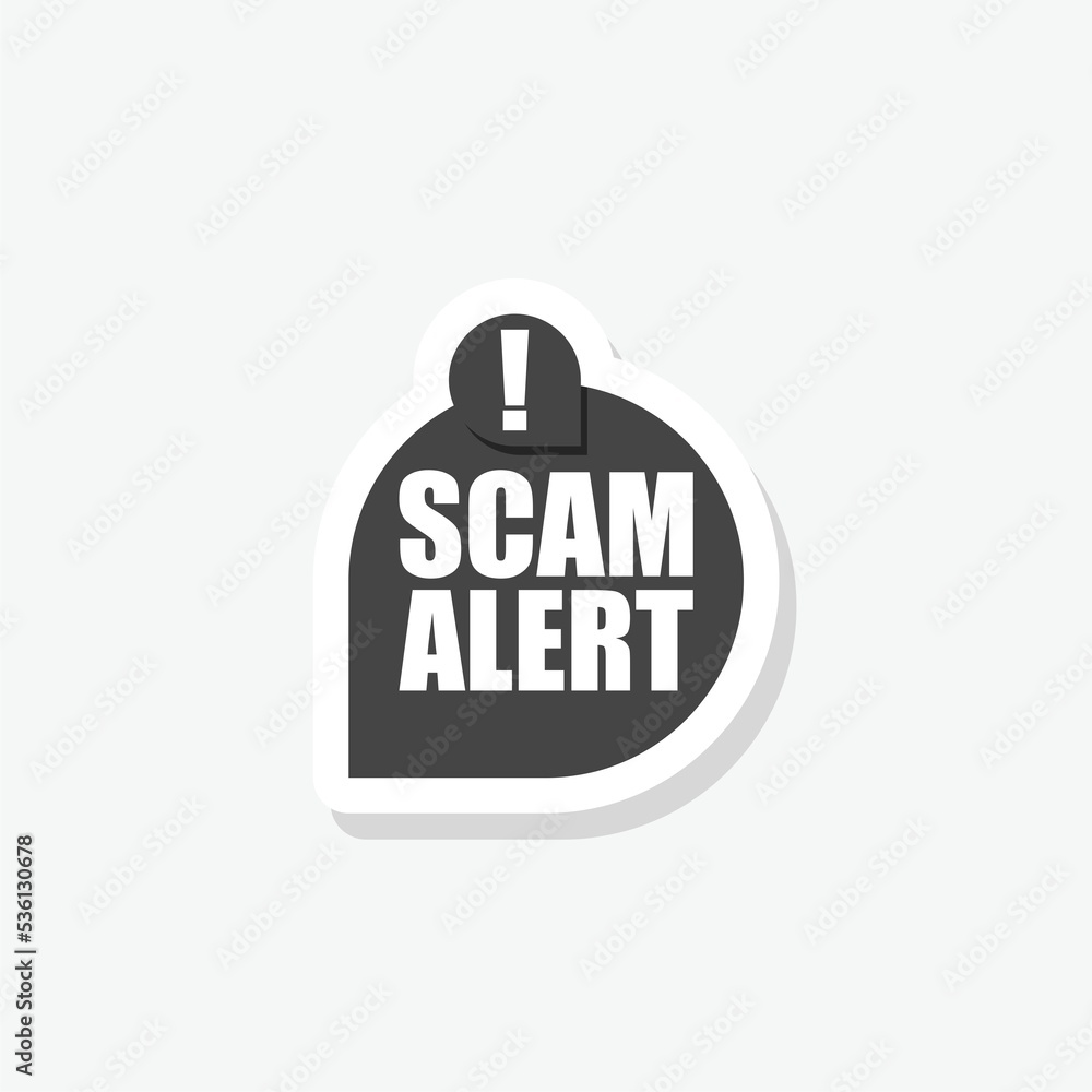 Scam alert icon sticker isolated on white background Stock Illustration ...