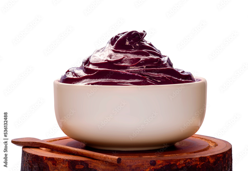 Brazilian Acai Into a Bowl isolated on tranparent background Stock ...