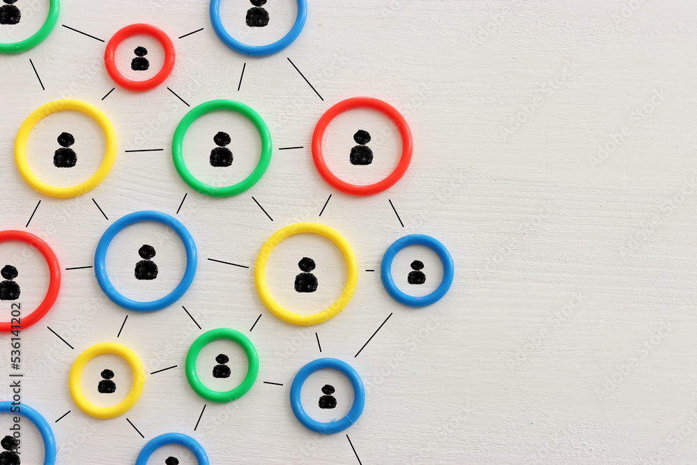 Concept image of unity and teamwork. People icons tied together as a ...