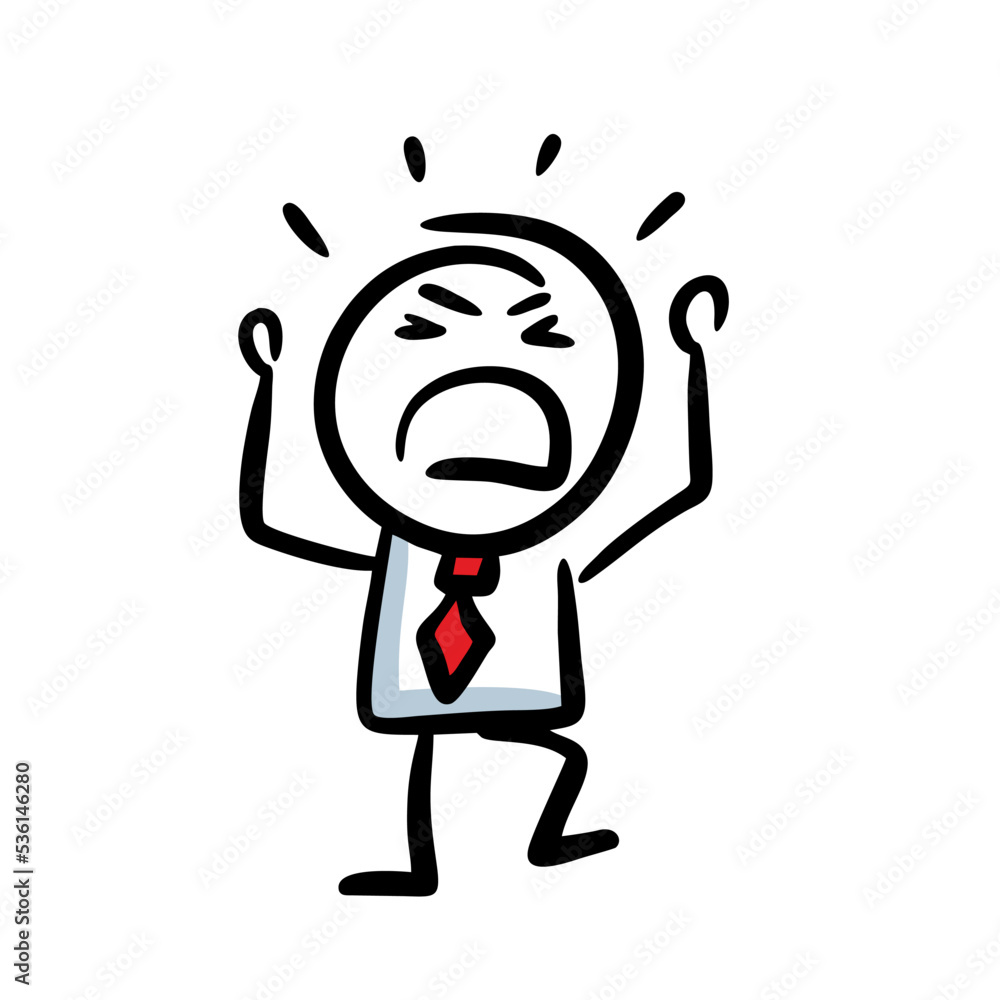 Unhappy angry man shouting in emotions. Vector art. Stock Vector ...