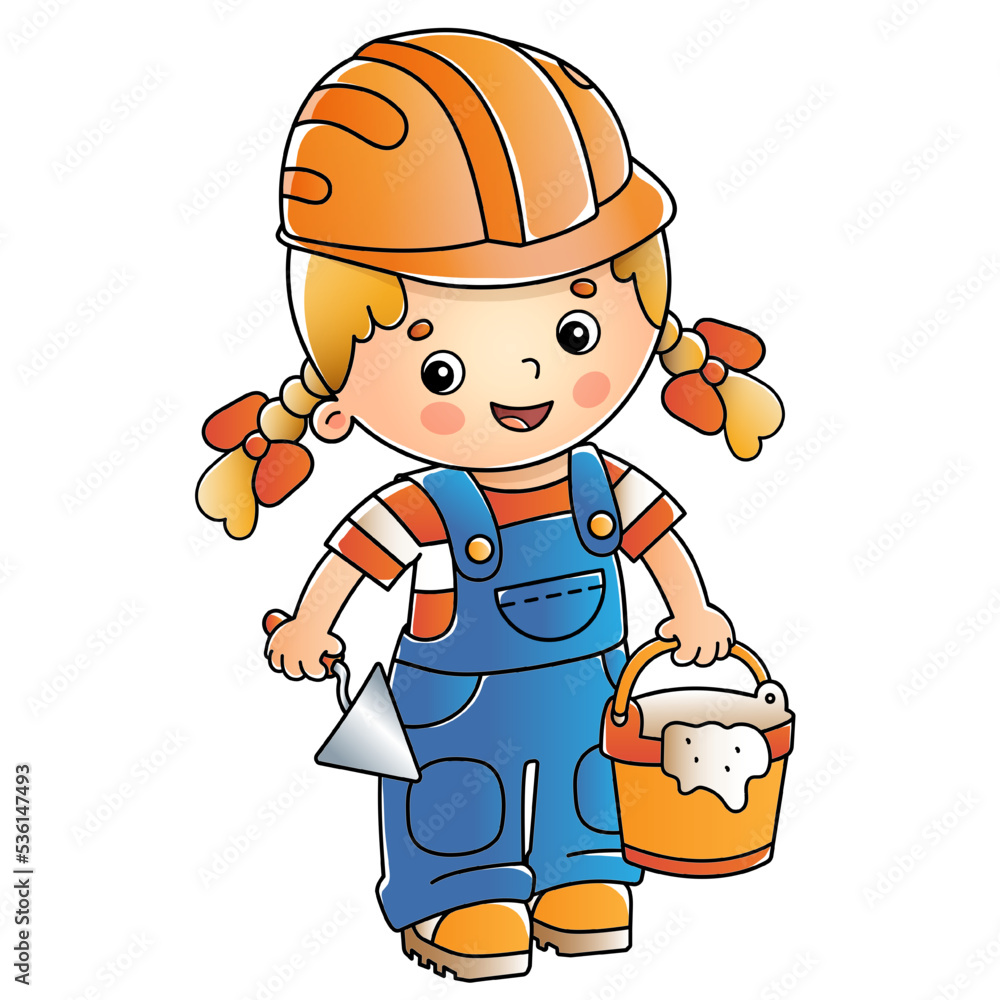 Construction Worker Cartoon Kid