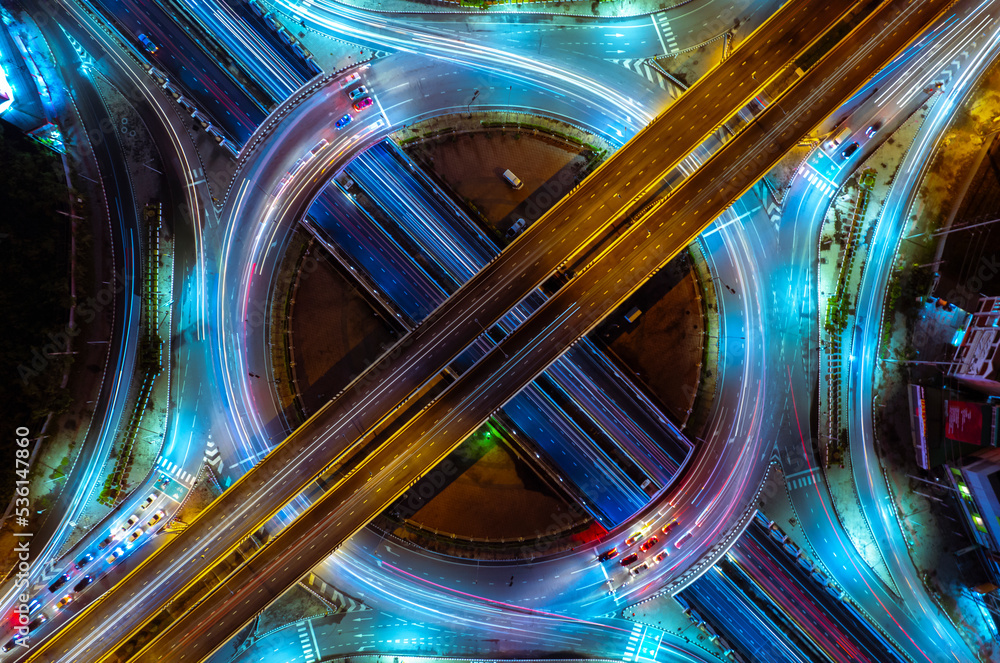 Expressway top view, Road traffic an important infrastructure, car ...