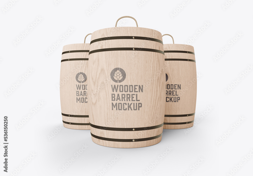 Wooden Barrel Container Mockup Stock Template | Adobe Stock