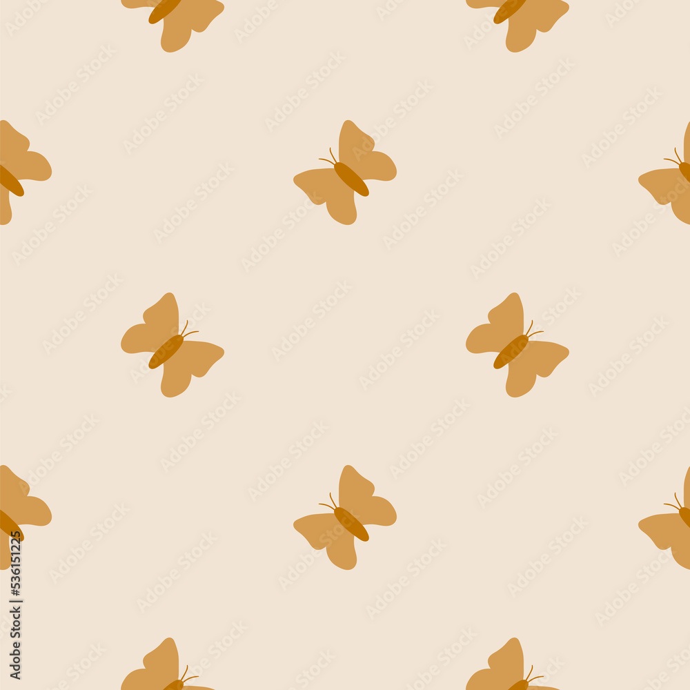 ภาพประกอบสต็อก Boho butterfly pattern. Summer butterfly seamless ...