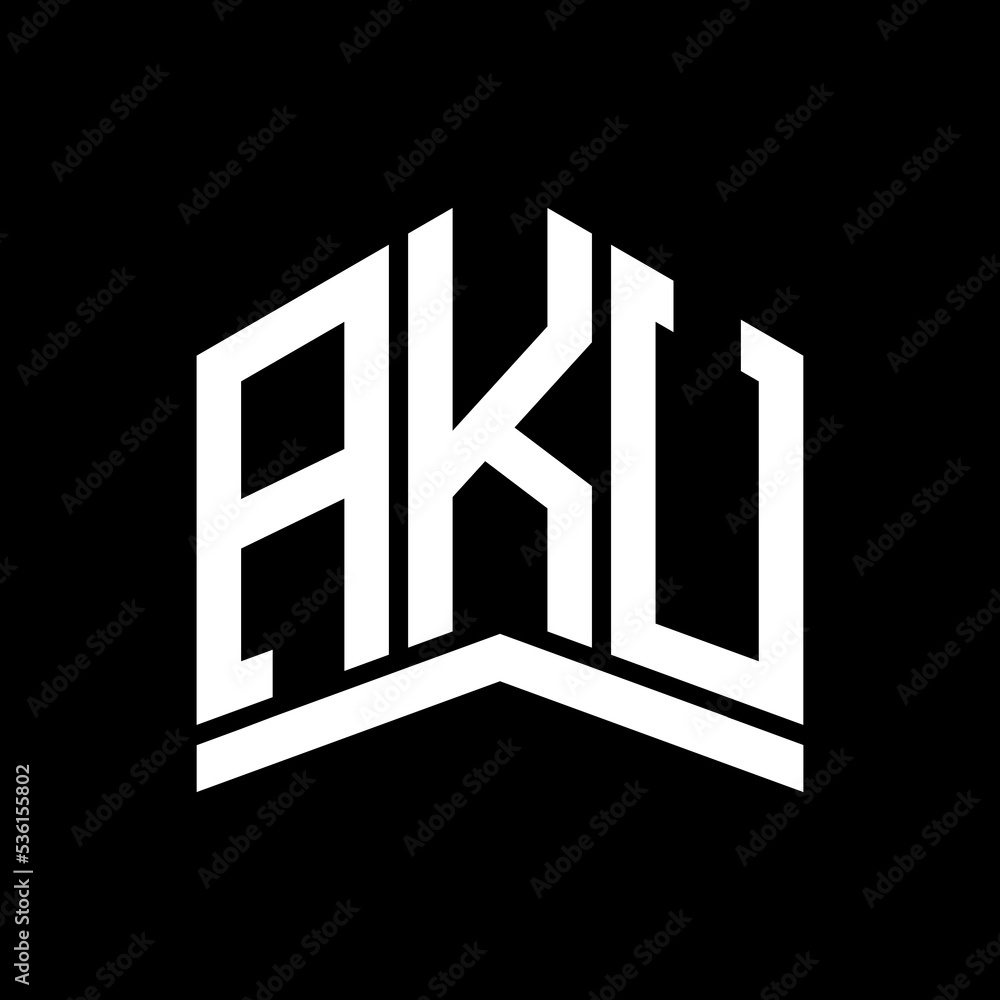 AKU Letter logo Black background .AKU technology logo design vector ...