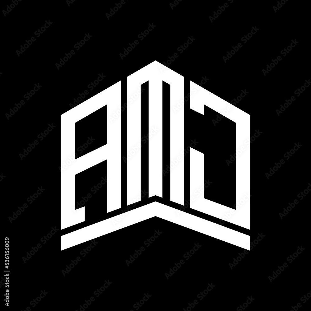 AMJ Letter logo Black background .AMJ technology logo design vector ...