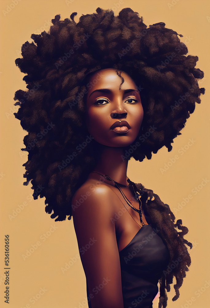 Gorgeous photorealistic illustrated portrait of black woman. Ai ... Gorgeous photorealistic illustrated portrait of black woman. Ai ...