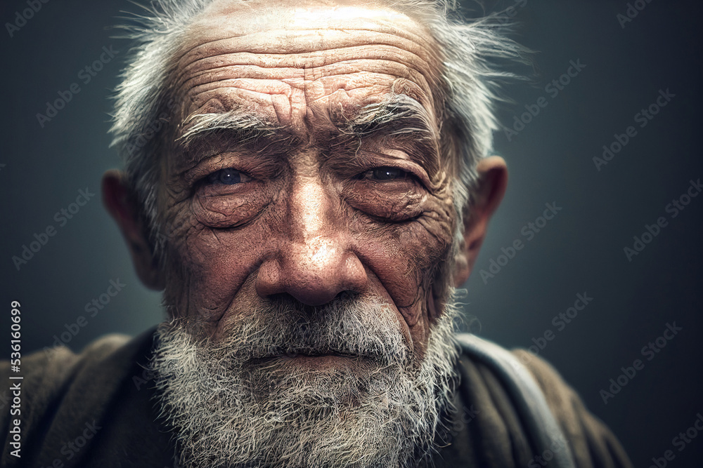 Photorealistic illustration of an old man, AI generated, is not based ...