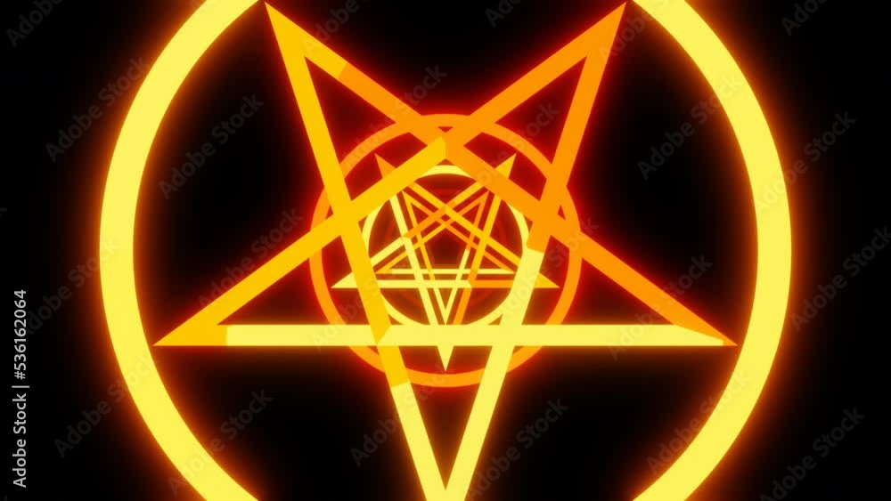 Orange neon pentagram symbols tunnel loop animation Stock Video | Adobe ...