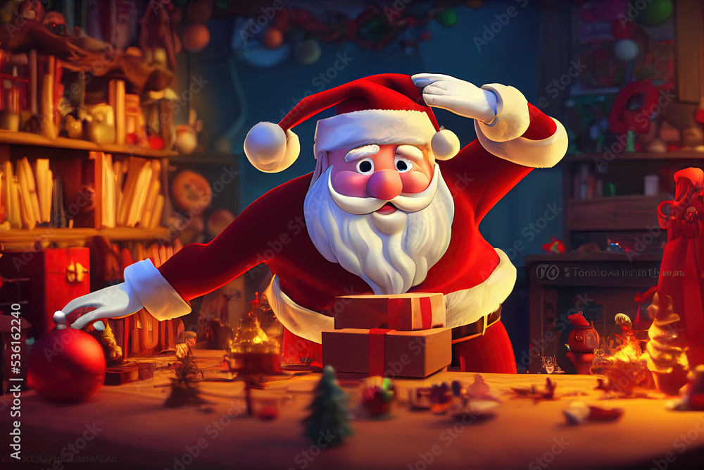 3D digital illustration of a worried and concerned Santa Claus who is ...