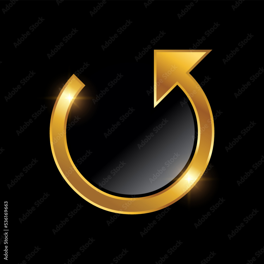 Golden Circle Arrow Vector Sign Stock Vector | Adobe Stock