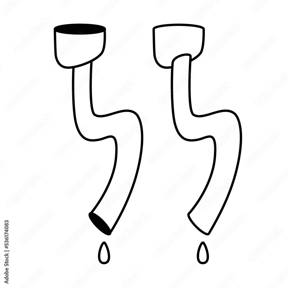 Set of plumbing elements from pipes. Gutter for external drainage of ...