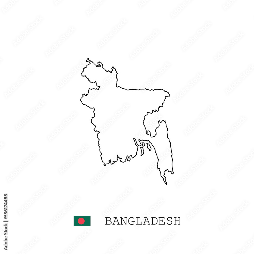 Bangladesh vector map outline, line, linear. Bangladesh black map on ...