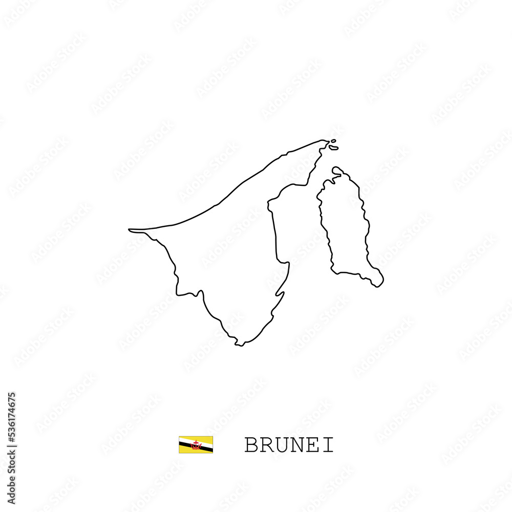 Póster Brunei vector map outline, line, linear – Cuadro para Pared ...