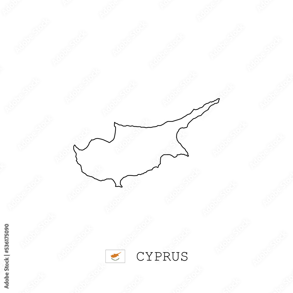 Cyprus vector map outline, line, linear. Cyprus black map on white ...