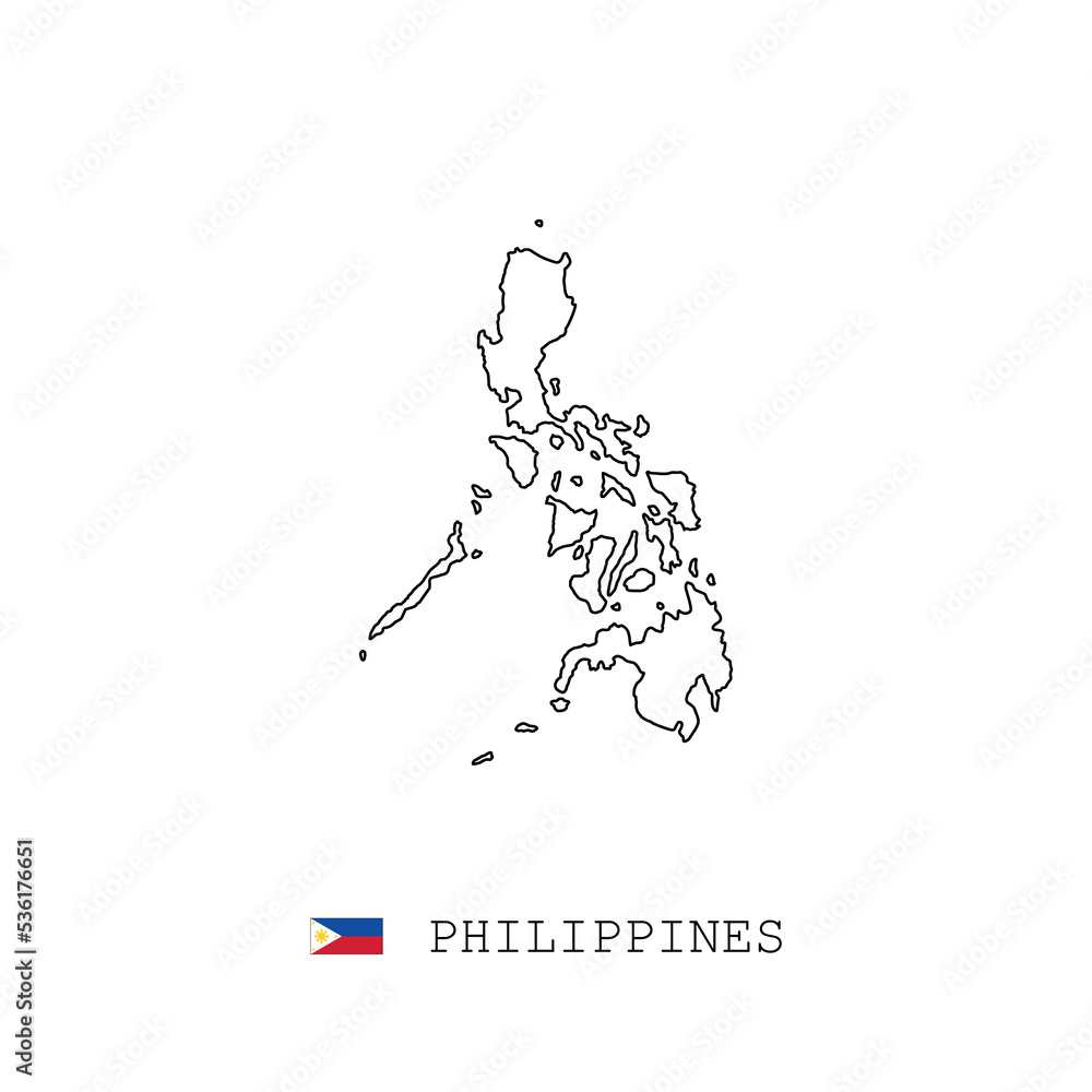 Philippines vector map outline, line, linear. Philippines black map on ...
