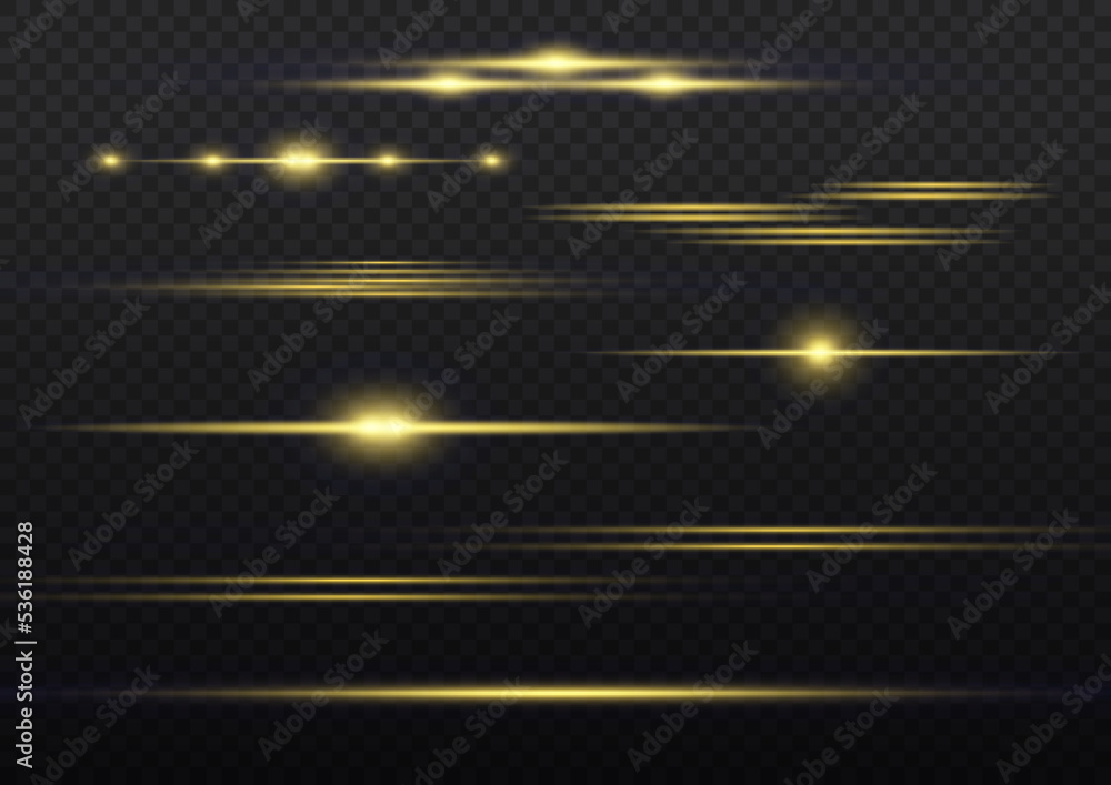 Particle motion effect. Magic of moving fast lines. Golden special ...