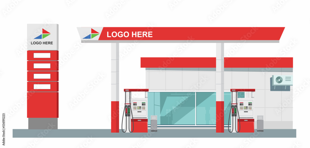 Vecteur Stock Icon petrol station store art modern element map road sign symbol logo famous ...