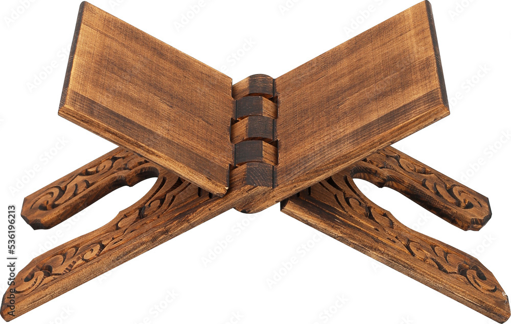 Muslim Holy book Quran rahle, wooden stand isolated on a white ...