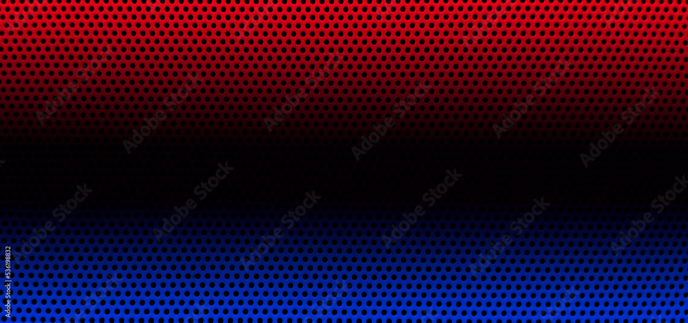 abstract red and blue metal grid background with black gradient pattern ...
