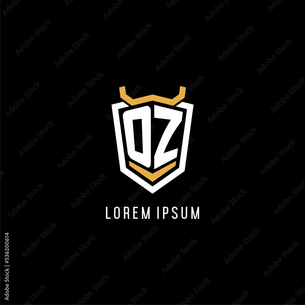 Initial OZ geometric shield esport logo monogram design style Stock ...