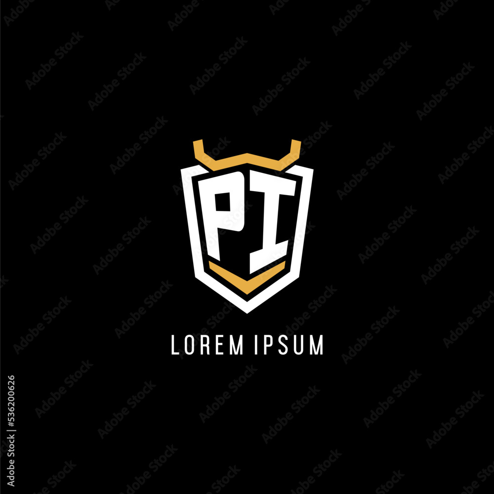 Initial PI geometric shield esport logo monogram design style Stock Vector | Adobe Stock