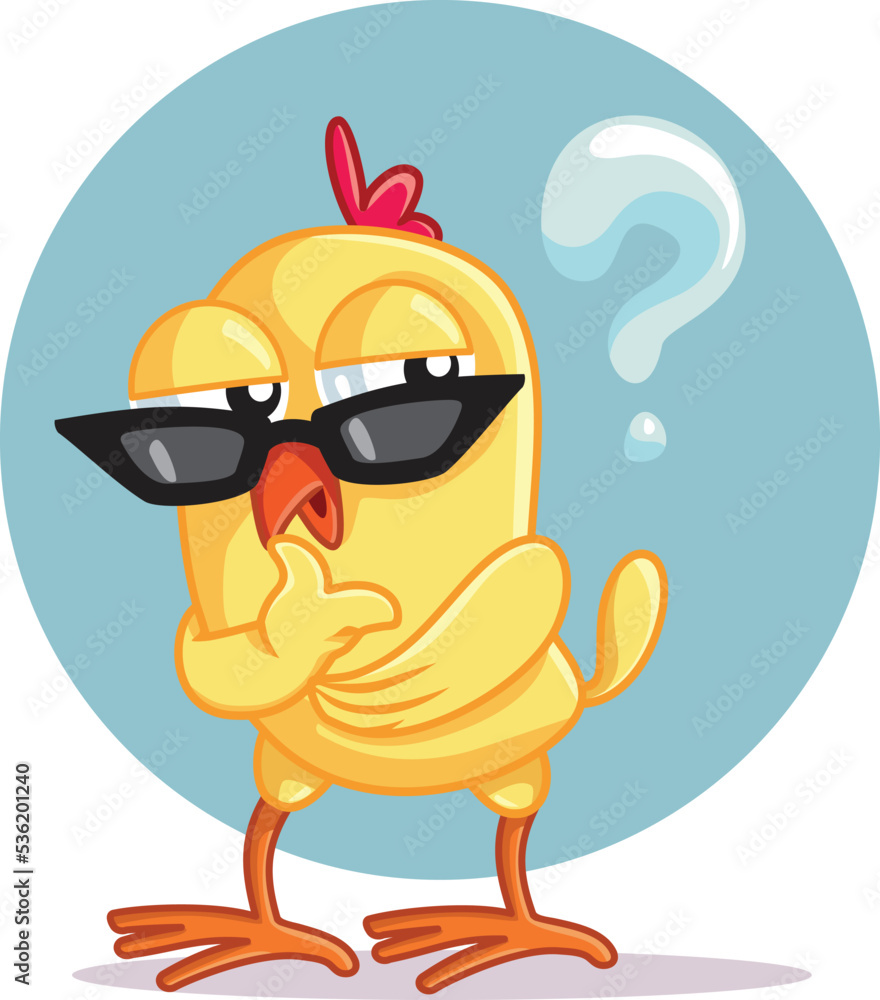 Vetor de Little Chicken Thinking Feeling Puzzled Vector Cartoon ...