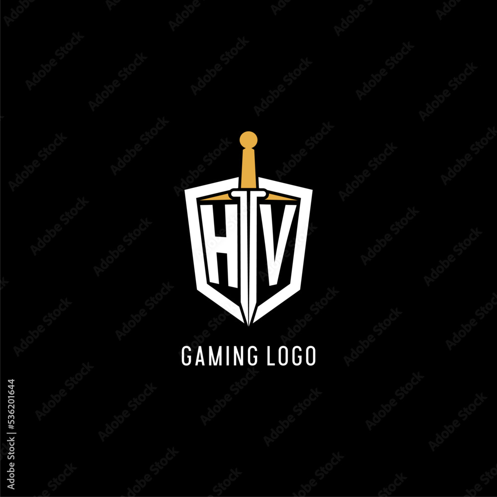 Letter HV logo with shield and sword design inspiration Stock Vector | Adobe Stock