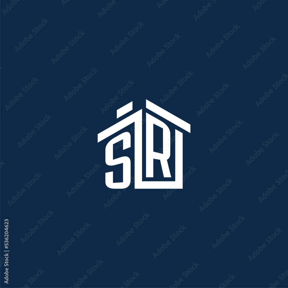 Initial letter SR house shape logo with geometric pictogram icon style ...