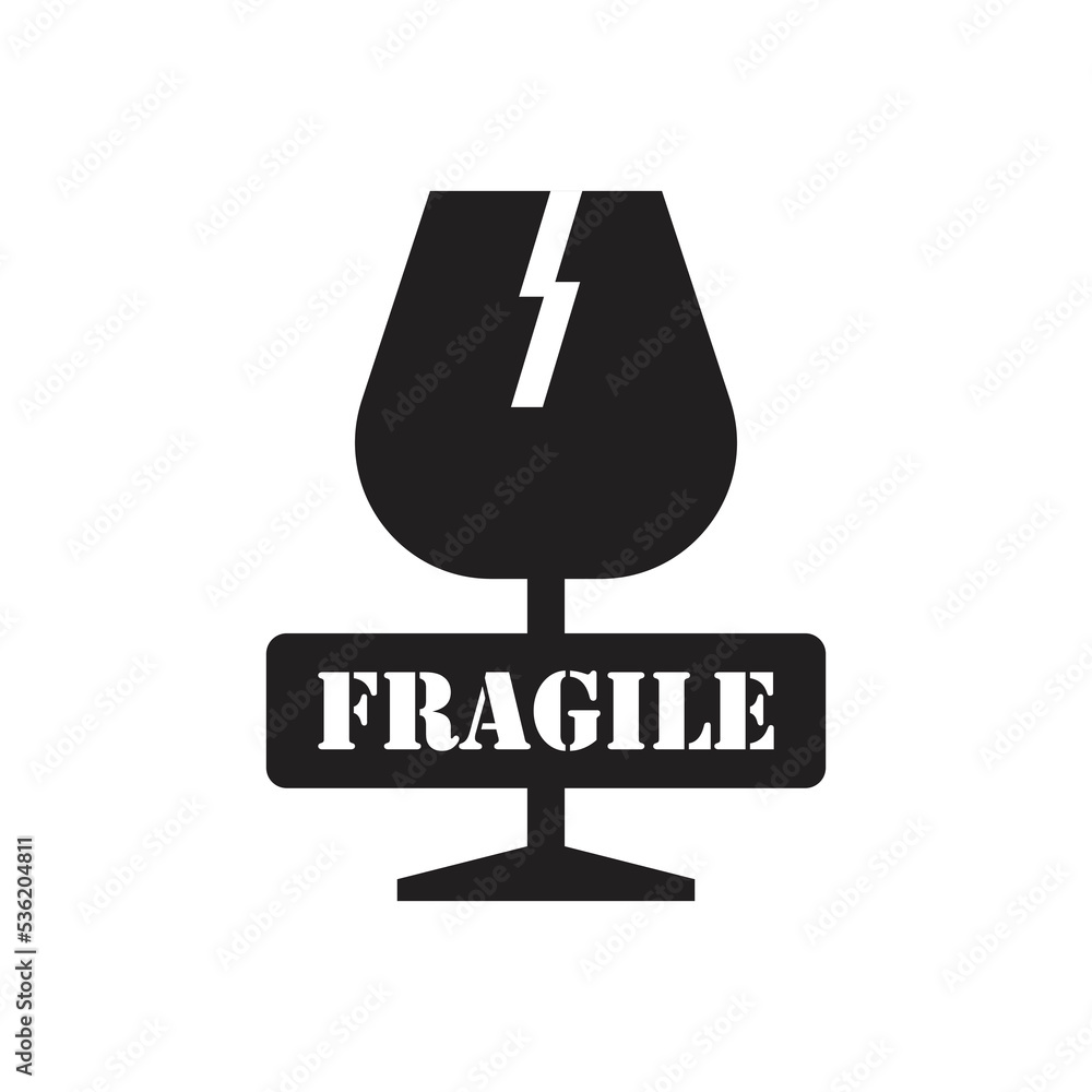 Fragile icon design. Fragile package icon, handle with care logistics and delivery shipping ...