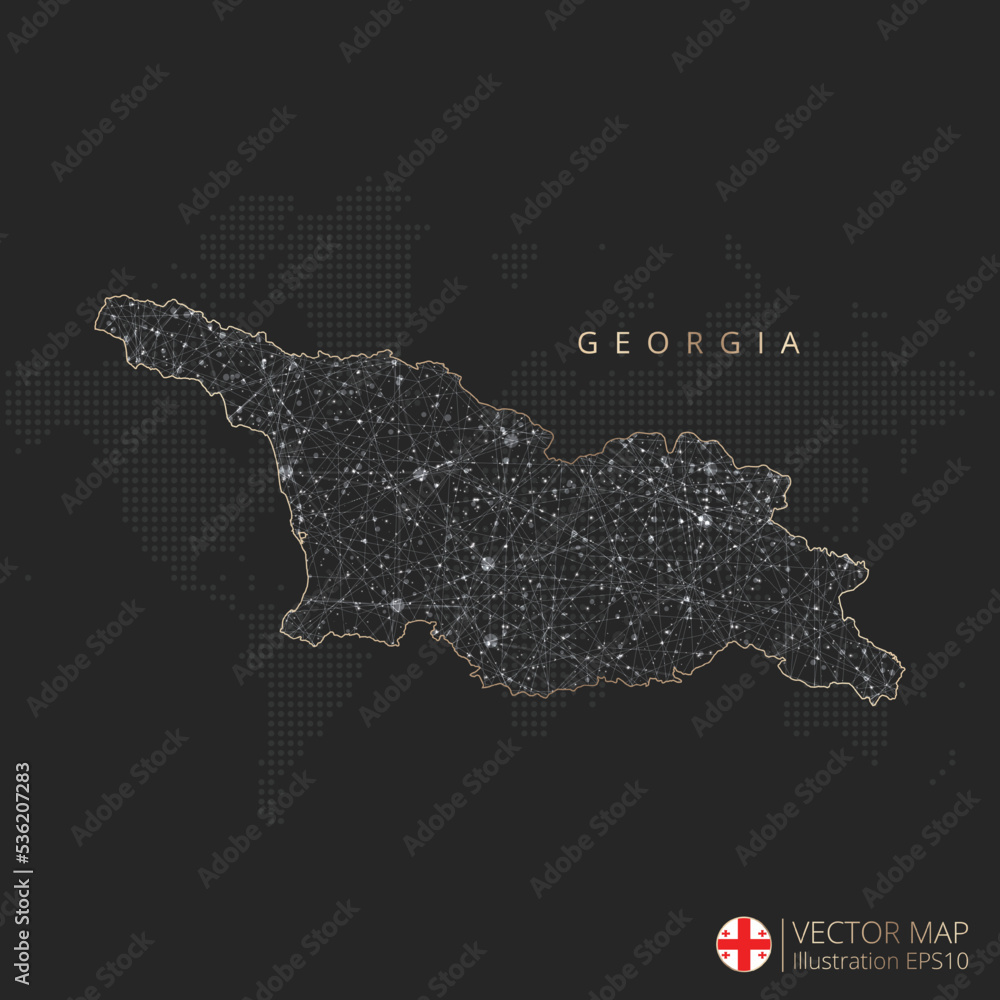 Georgia map abstract geometric mesh polygonal light concept with black ...