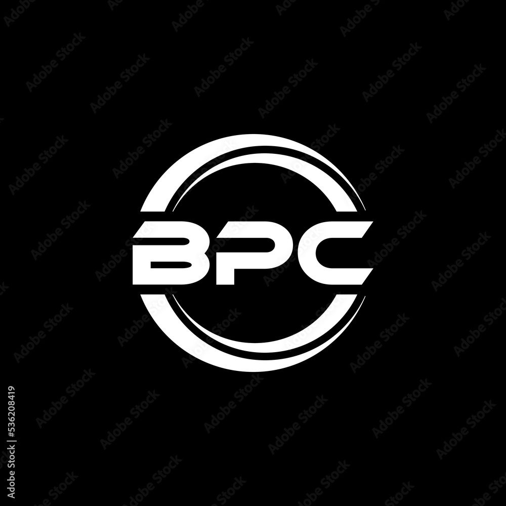 BPC letter logo design with black background in illustrator, vector ...