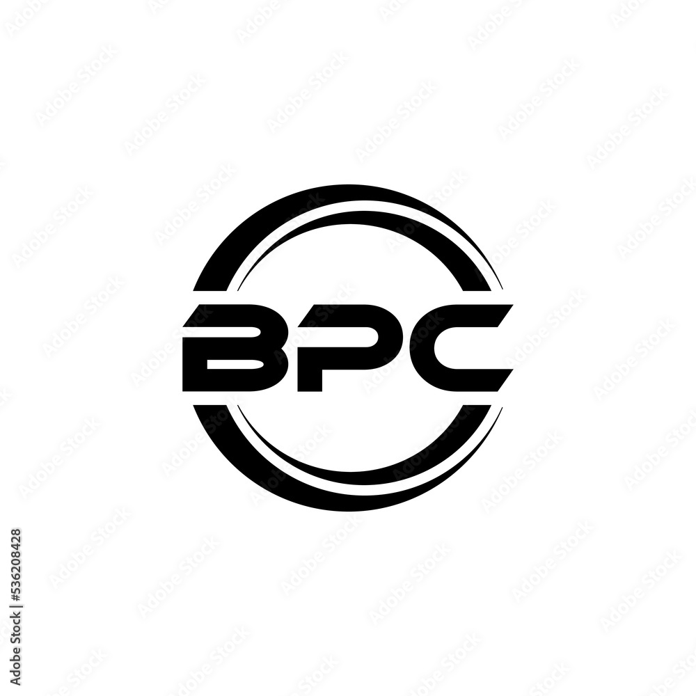 Vecteur Stock BPC letter logo design with white background in ...