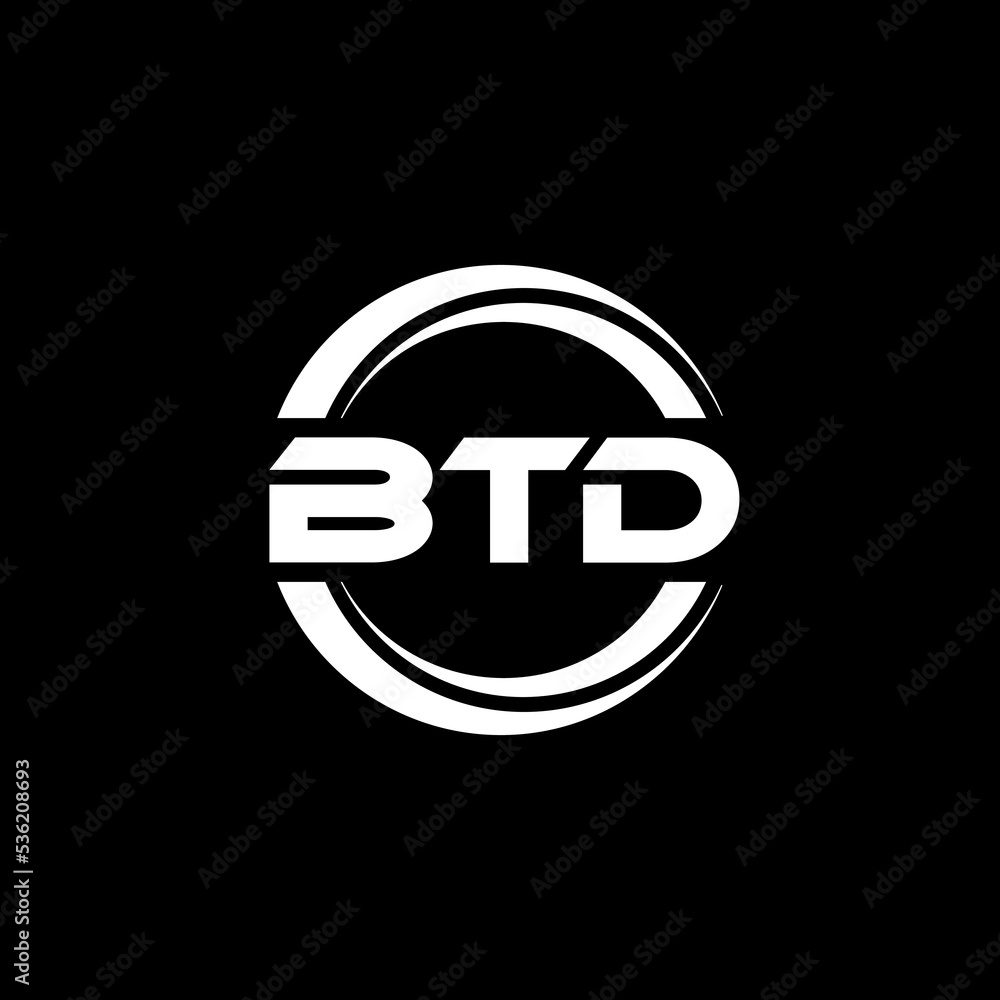 BTD letter logo design with black background in illustrator, vector ...