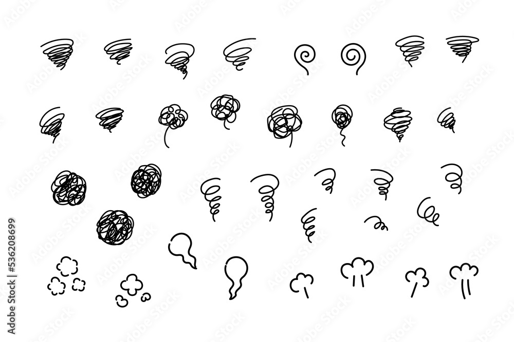 Set of hand-drawn dizzy signs for a comic design, isolated on white ...