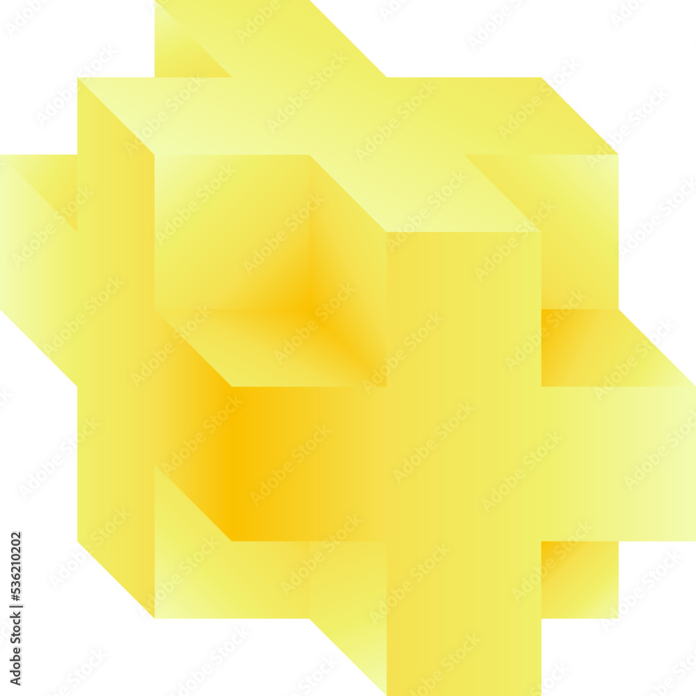 Golden cube plus logo isolated vector illustration. Gold cube plus ...