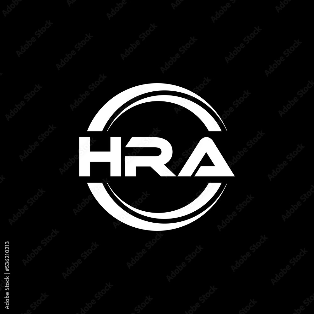 HRA letter logo design with black background in illustrator, cube logo ...