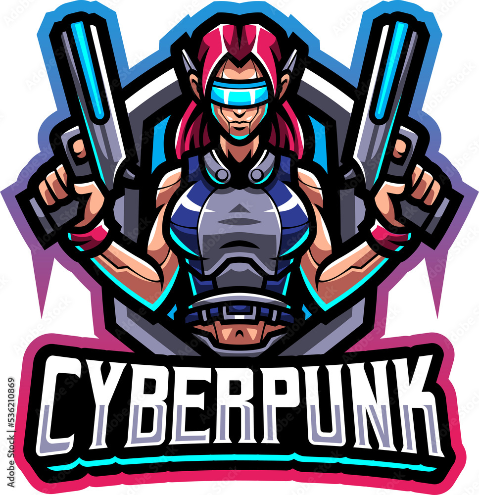 Cyberpunk esport mascot Stock Illustration | Adobe Stock