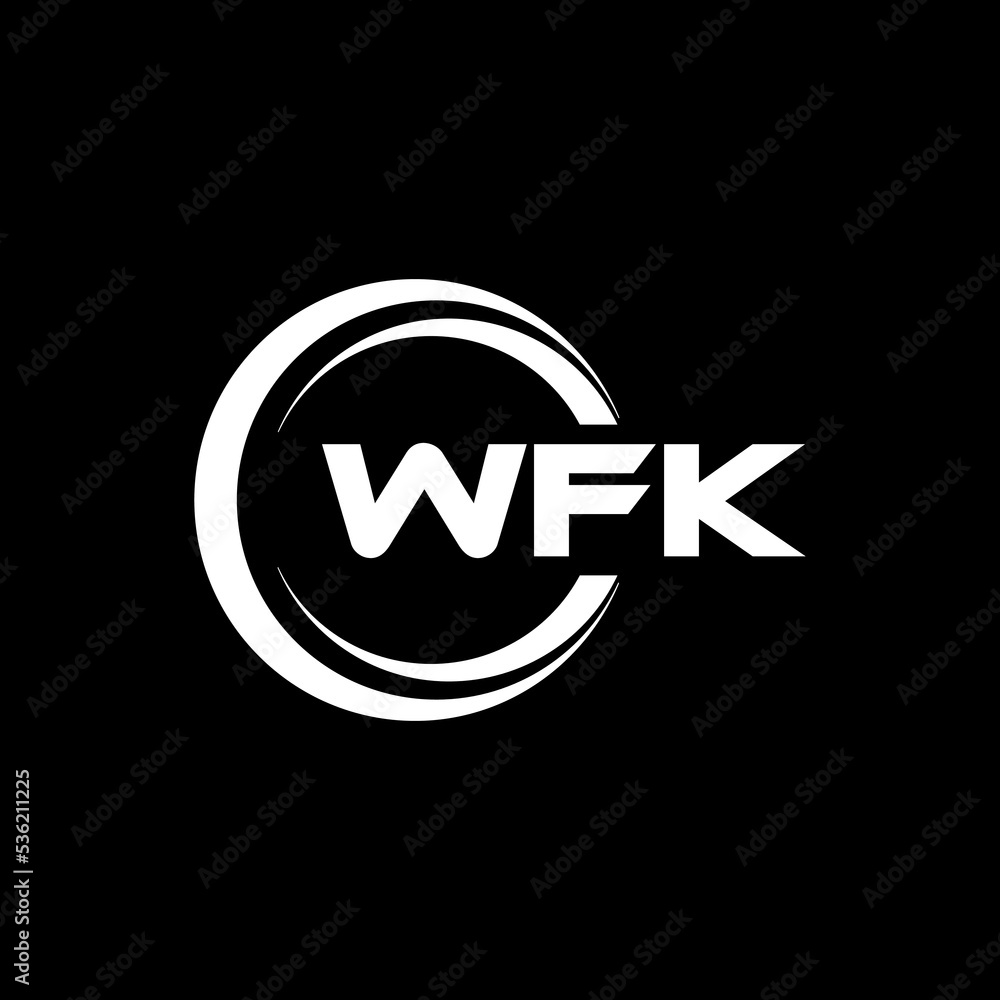 WFK letter logo design with black background in illustrator, cube logo ...