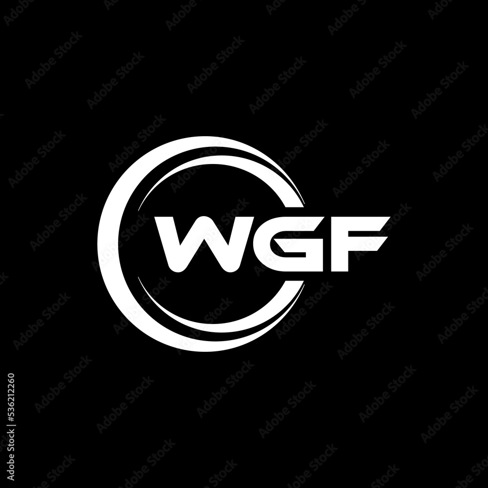 WGF letter logo design with black background in illustrator, cube logo ...