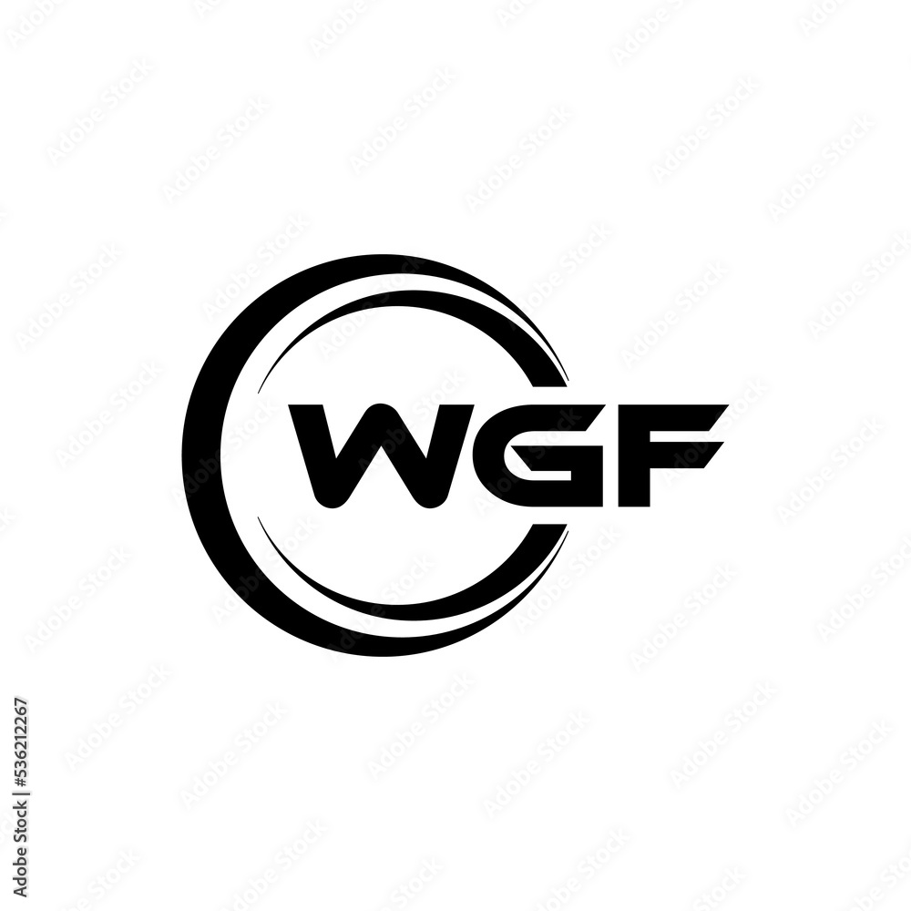WGF letter logo design with white background in illustrator, cube logo ...