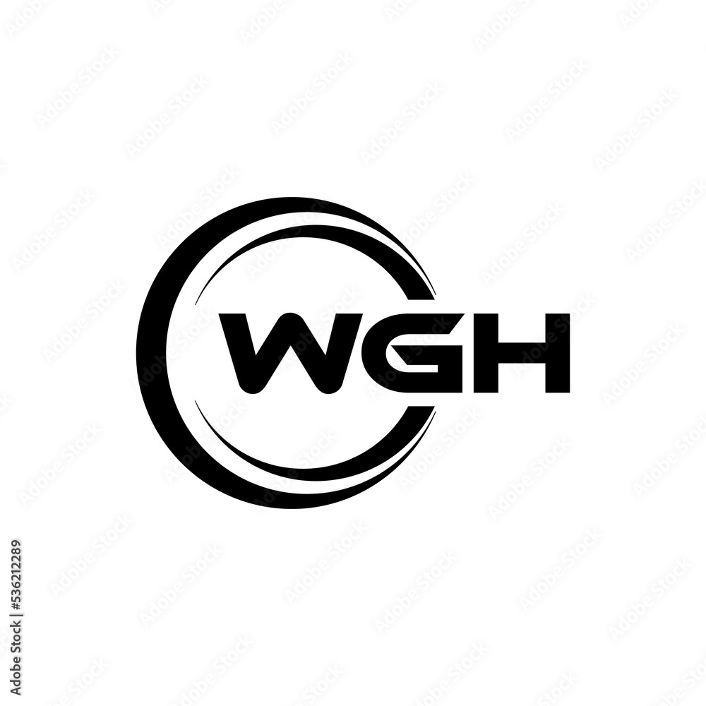 WGH letter logo design with white background in illustrator, cube logo ...