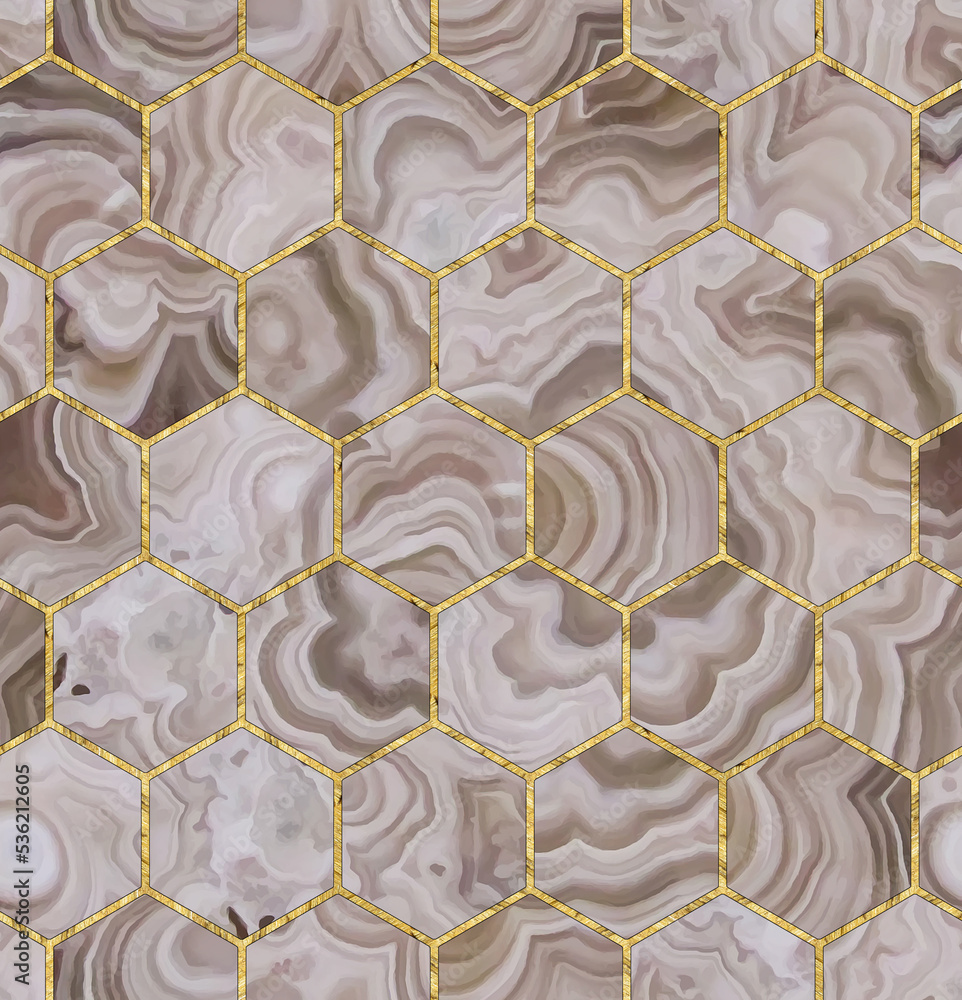 Hexagon seamless texture. Mosaic, inlay. Illustration in stained glass ...