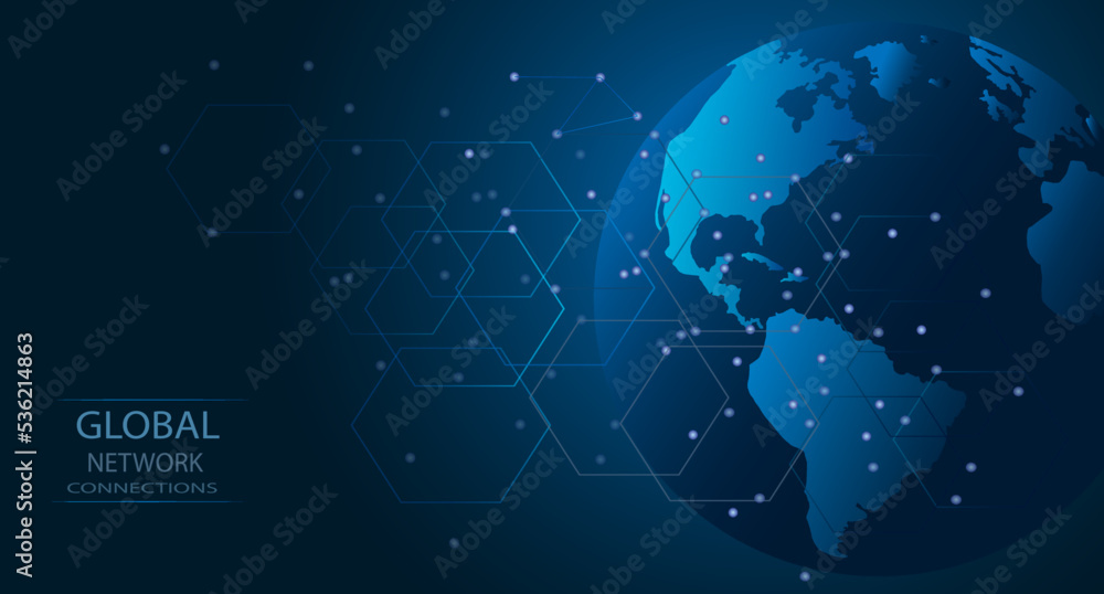 Global network connection concept. Big data visualization. Social ...