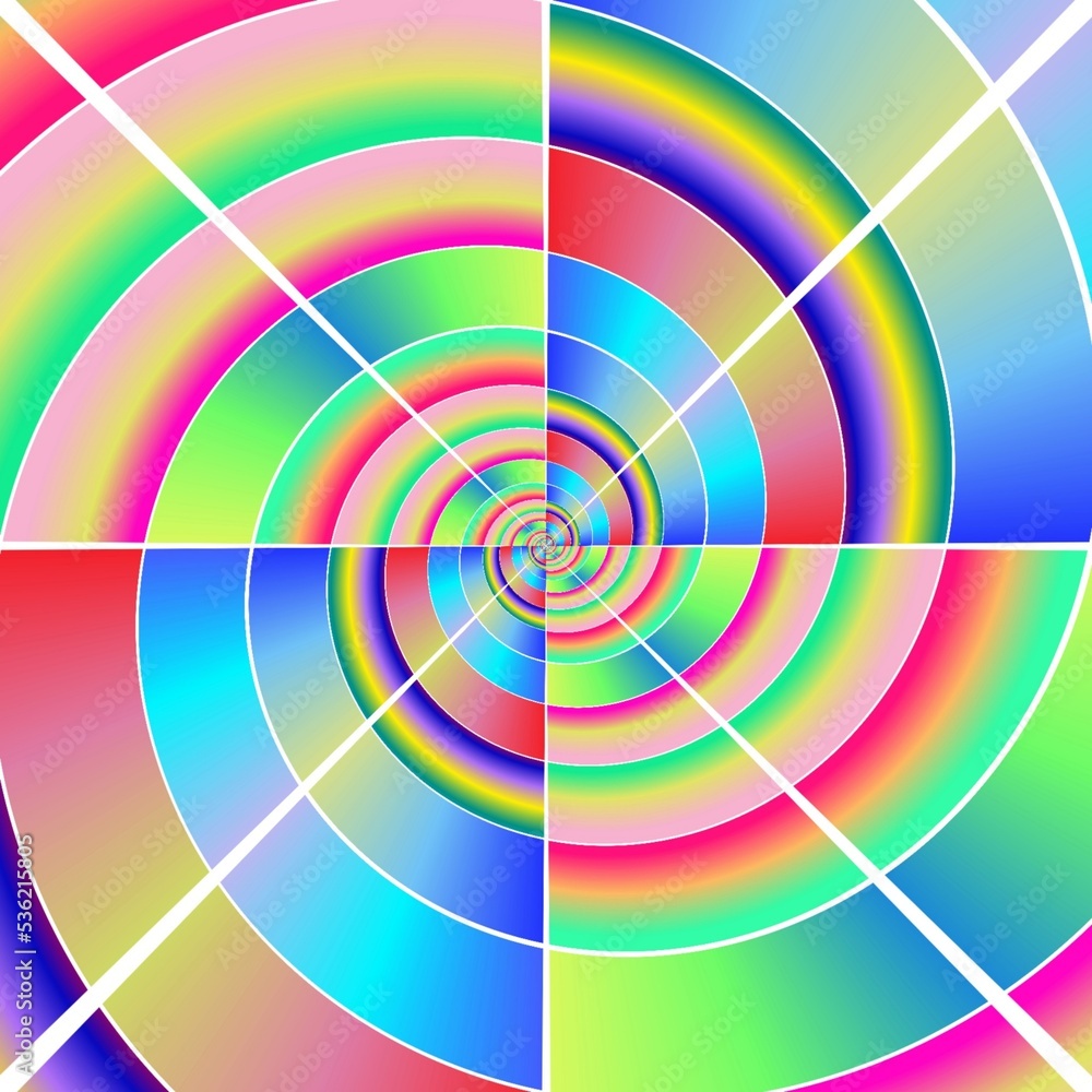 Spiral-shaped design creations with rainbow colors for backgrounds ...